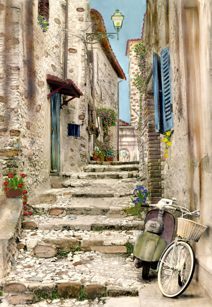 Vespa and Bike – Martin Roberts Artwork